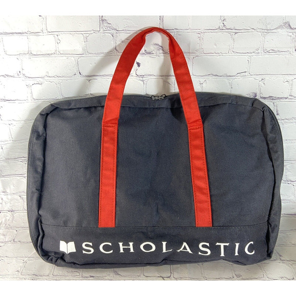 Scholastic | Bags | Vintage Scholastic Canvas Book Bag Tote Navy And ...
